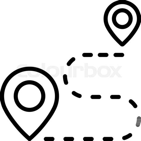 Route With Pointers Thin Line Icon Navigation Destination Colourbox