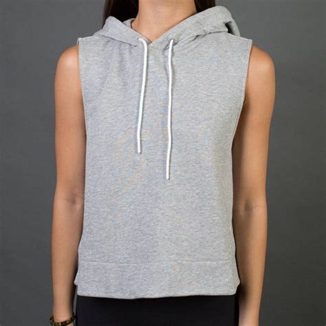 Adidas Women Sleeveless Pullover Hoodie Gray Medium Grey Heather