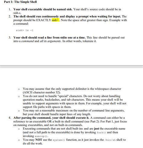 Solved Part 1 The Simple Shellyour Shell Executable Should