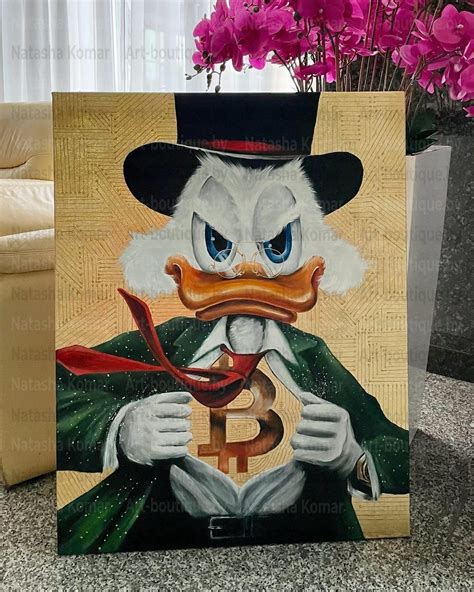 Купить картину маслом в жанре поп арт “Скрудж МакДак и Биткоин”
