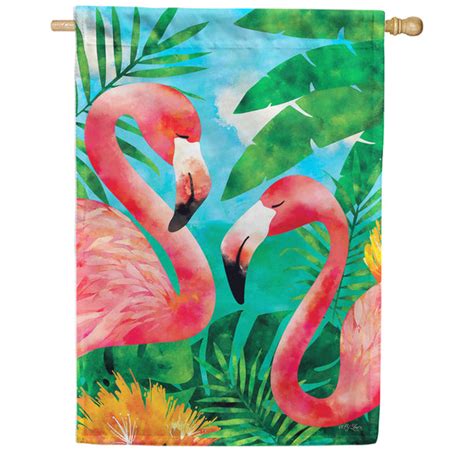 Custom Decor Flamingos House Flag Just For Fun Flags