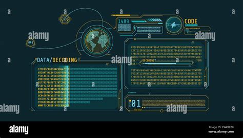 Futuristic Hud Design Of Satellite Data Decoding Program Stock Vector