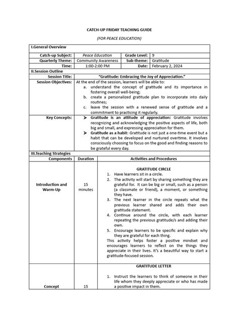 Catch Up Friday 011153 Pdf Gratitude Learning