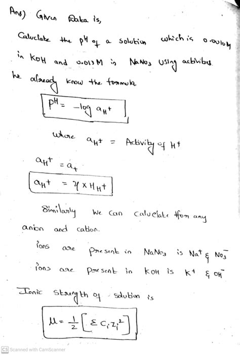 Ph And Activity Calculate The Ph Of A Solution Which Is 00010 M In Koh