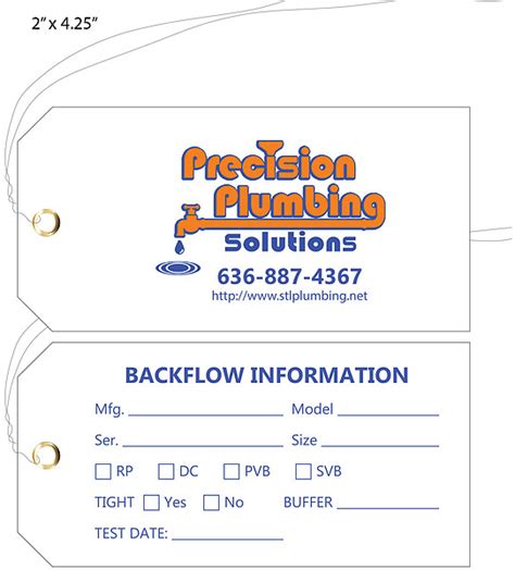 Custom Backflow Inspection Tags