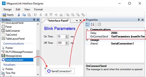 Send Commands On Connection Interface Panel Megunolink