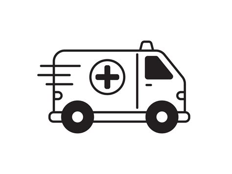 Ambulance Icon With Black And White Design Isolated On White Background