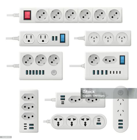 전기 소켓 전기 플러그가 있는 연장 코드 괜찮은 벡터 사실적인 사진 세트 전기 플러그에 대한 스톡 벡터 아트 및 기타 이미지 전기 플러그 컴퓨터 글자 콘센트 Istock