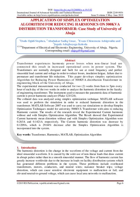 pdf application of simplex optimization algorithm for reducing