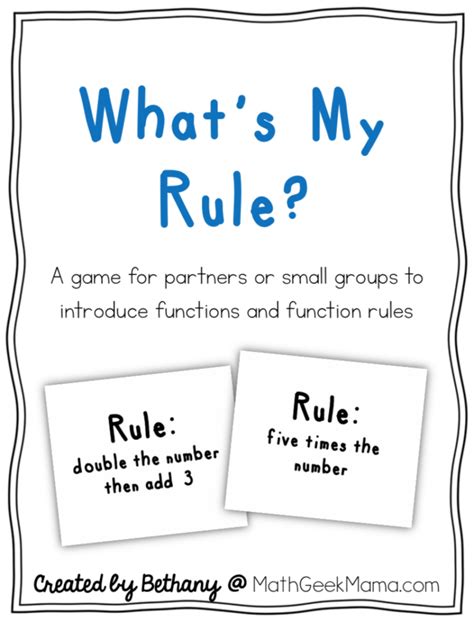Free Whats My Rule Function Rules Game Grades 8 9