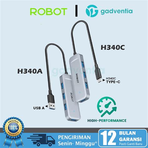 Jual Robot H340A H340C Usb Port Hub 4 Port 2 0 High Speed Data Transfer 25cm Untuk Laptop
