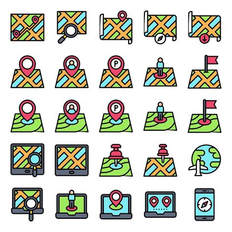 Location Map And Navigation Filled Icon Set 2 10697480 Vector Art At