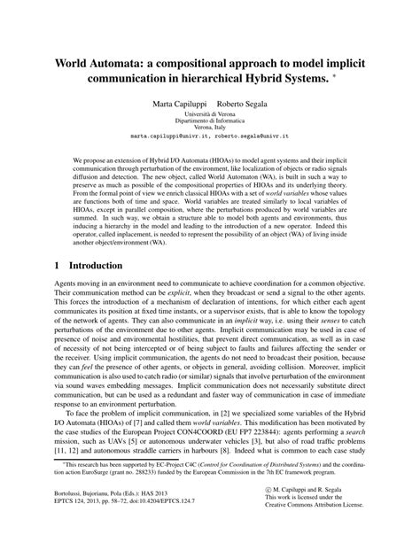 Pdf World Automata A Compositional Approach To Model Implicit Communication In Hierarchical