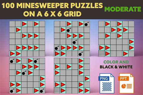 100 6x6 Grid Medium Minesweeper Puzzles Graphic By Webmark · Creative