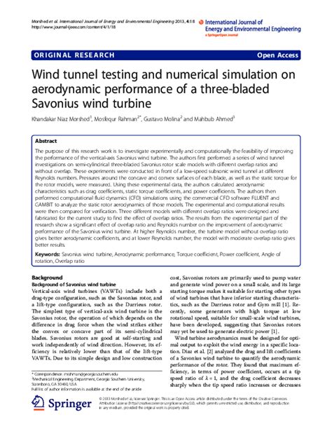 Pdf Wind Tunnel Testing And Numerical Simulation On Aerodynamic Performance Of A Three Bladed
