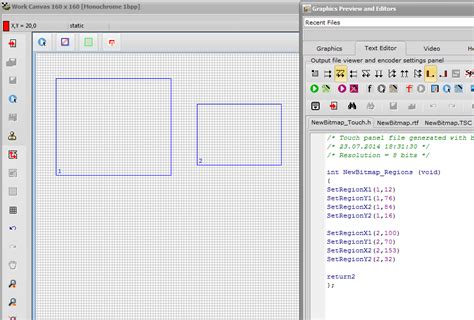 about the touch panel function in bitmap2lcd bitmap2lcd software tool