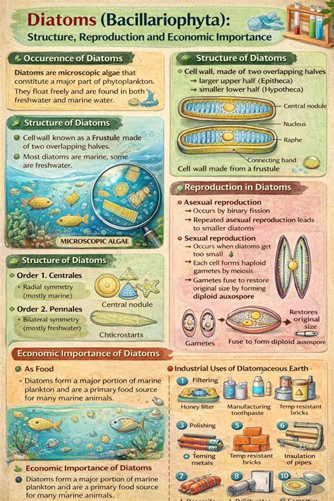 Diatoms Bacillariophyta Structure Reproduction And Economic Importance