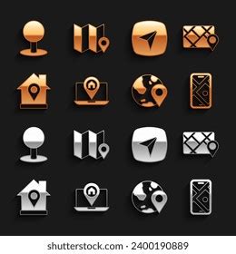 Set Gps Device Map City Navigation Stock Vector Royalty Free Shutterstock