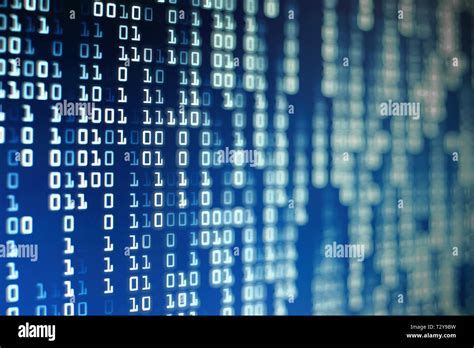 data science binary code big data analysis information flowing in matrix columns one and zero