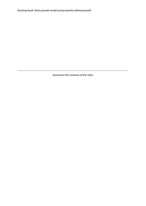 Solow Growth Model And Prosperity Without Growth