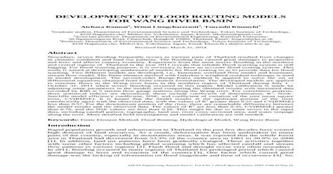Pdf Development Of Flood Routing Models For Seed 12development Of Flood Routing
