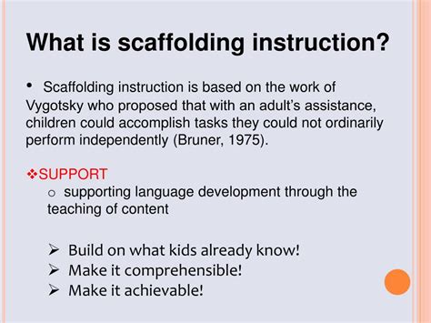 Ppt Scaffolding Instruction For English Language Learners In The Mainstream Classroom