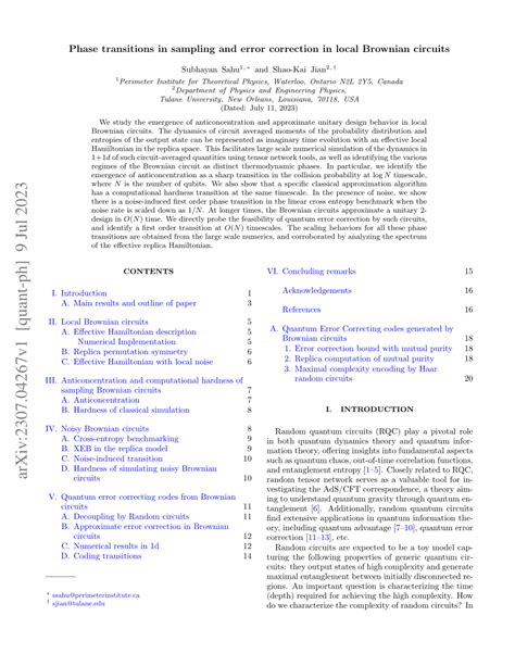 Pdf Phase Transitions In Sampling And Error Correction In Local
