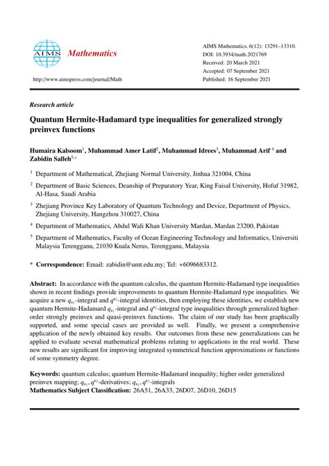 Pdf Quantum Hermite Hadamard Type Inequalities For Generalized