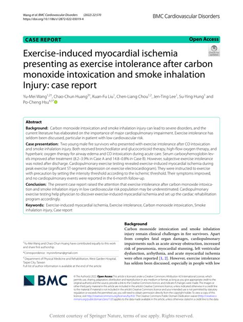 Pdf Exercise Induced Myocardial Ischemia Presenting As Exercise Intolerance After Carbon