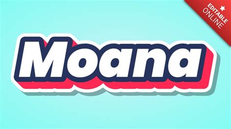 Moana Red Blue 3d Text Effect Generator