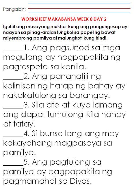 Makabansa Tagalog Reading Grade 2 1st Grade Reading Worksheets
