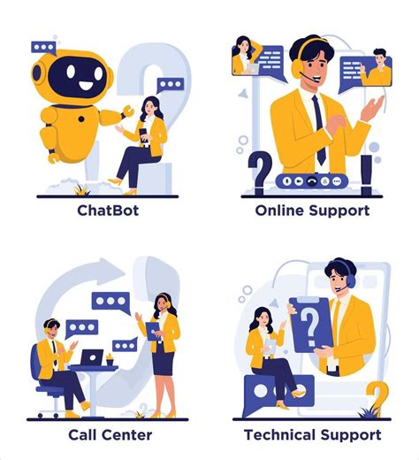Chatbot Concept Set Flat Illustrations Of Man And Woman Working With Chatbot Chat Bot