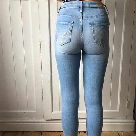 Peng Light Wash Hollister Jeans With Raw Edge Depop