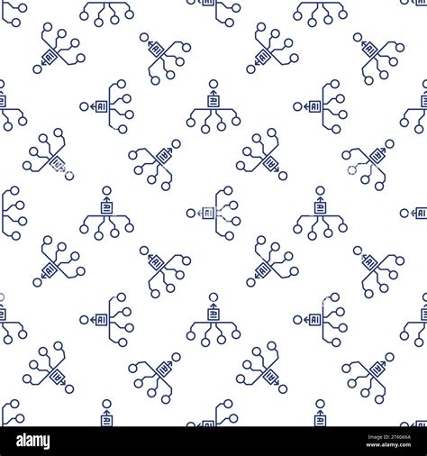Ai Generation Vector Artificial Intelligence Concept Thin Line Seamless Pattern Stock Vector