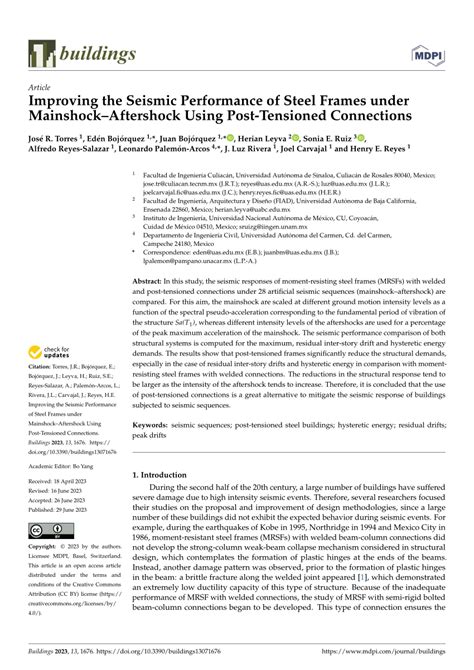 Pdf Improving The Seismic Performance Of Steel Frames Under Mainshock