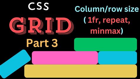 Css Grid Part 3 1fr Repeat Minmax Youtube