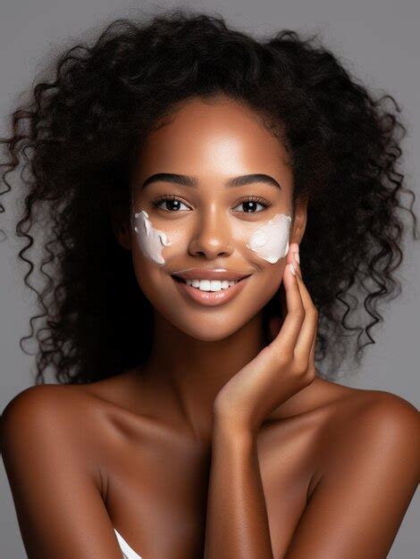 Premium Ai Image Beautiful Young Woman Applying Facial Cream Fresh Healthy Skin Beauty
