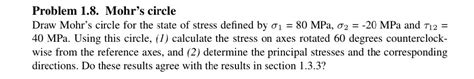 Solved Problem Mohr S Circle Draw Mohr S Circle For The Chegg Com