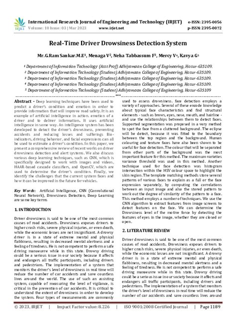 pdf real time driver drowsiness detection system