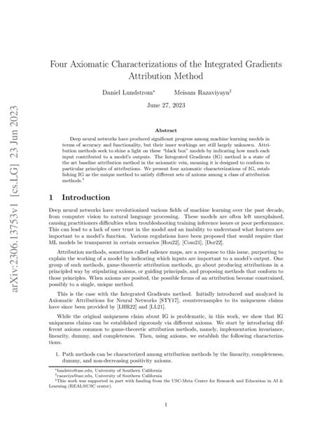 Four Axiomatic Characterizations Of The Integrated Gradients Attribution Method Deepai