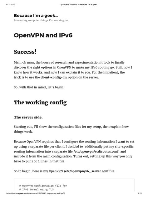 Openvpn And Ipv6 Pdf I Pv6 Router Computing