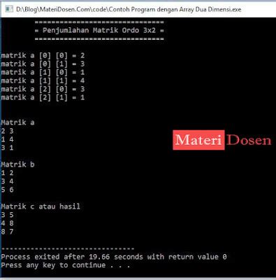 Array Dua Dimensi C Lengkap Contoh Program Dan Penjelasan Materi Dosen