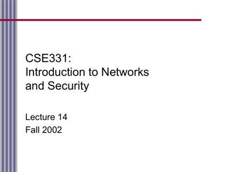Cse331 Introduction To Networks And Security Lecture 14