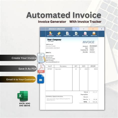 Invoice Creator Manager Invoice Tracker Spreadsheet Invoice Template Editable Invoice Pdf