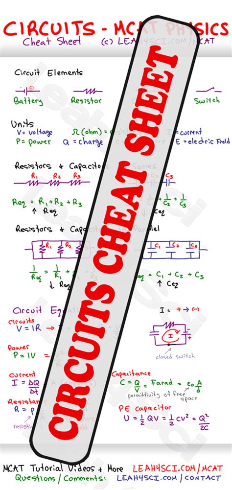 Mcat Circuits Study Guide Cheat Sheet