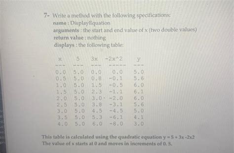 Solved Write A Method With The Following Specifications Chegg