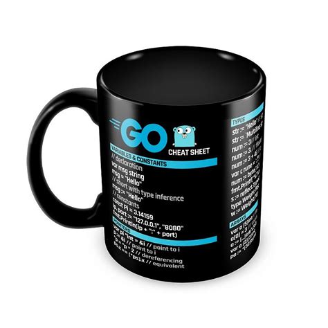 Caneca Go Lang Commands Cheat Sheet Preta Caneca Do Dev Canecas E