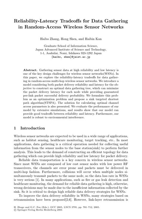 Pdf Reliability Latency Tradeoffs For Data Gathering In Random Access Wireless Sensor Networks