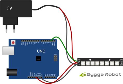 styr neopixels ws2812b rgb lsydioder bygga robot