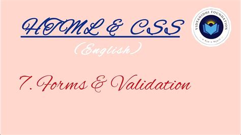Forms And Validation Html And Css English Forms Validation Html